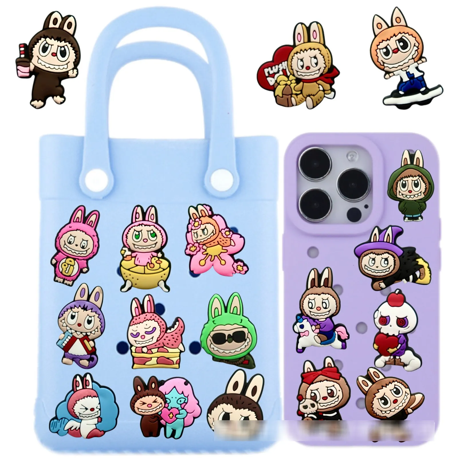 New Labubu Cartoon Hole Shoe Flower PVC Soft Rubber Shoe Accessory ...