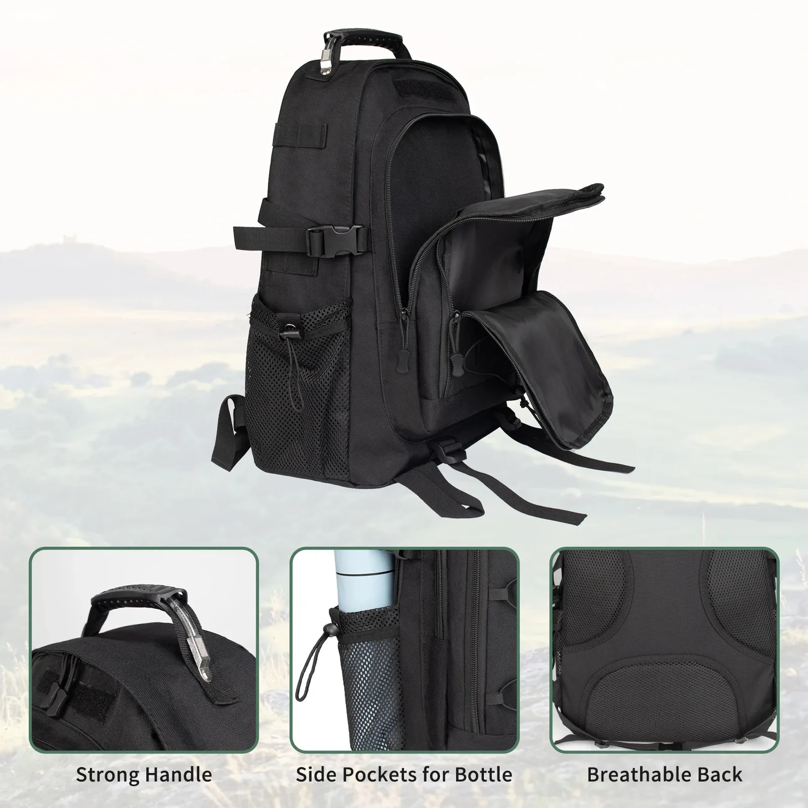 30L Tactical Backpack, Large Capacity Travel Rucksack, Waterproof ...