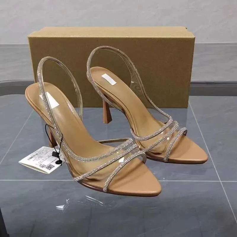 Bulk Designer High Heels Sandals For Women Glitter Peep Toe PVC Heels ...