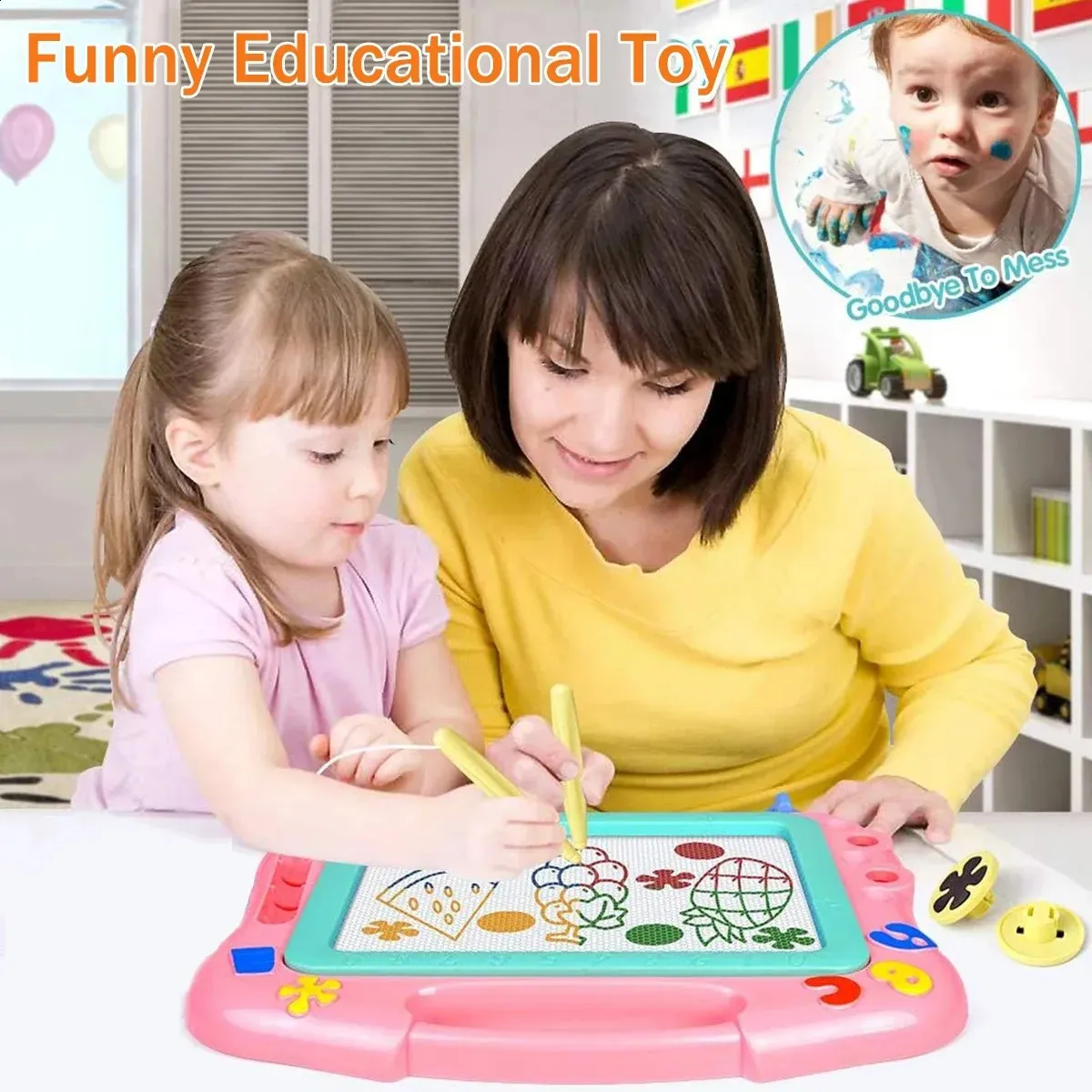 Magnetic Drawing Board for Kids, Large Doodle Board with Magnet Beads ...