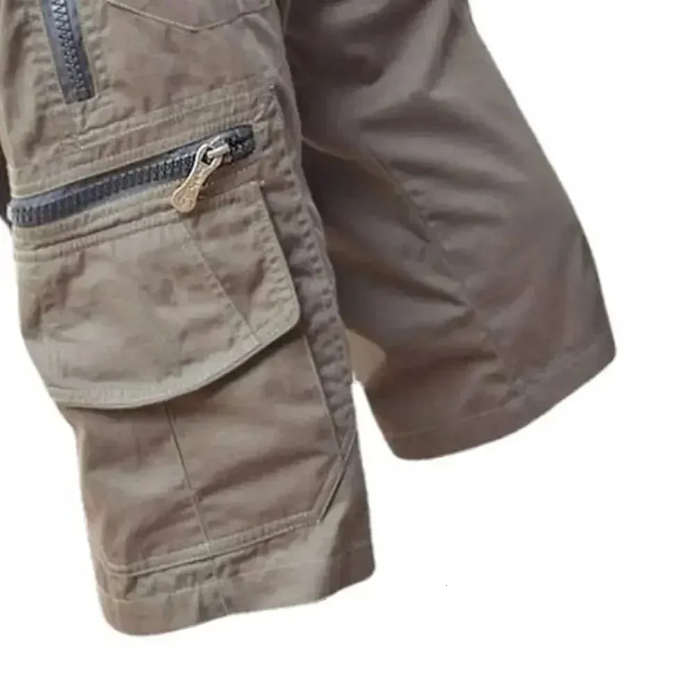 Men's Cargo Shorts: Solid Color Multi-Pocket Summer Casual Straight ...