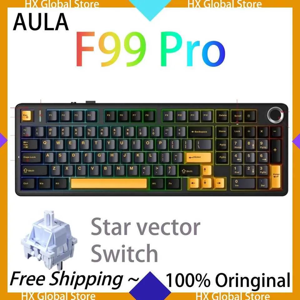 AULA F99PRO Mechanical Apex Pro Tkl Keyboard With Seiya Switch, Three Modes, RGB, Hot Swappable ...