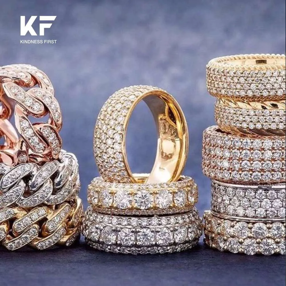 Custom Cuban Style Sterling Sier Hip Hop Men's Rings Iced Out VVS ...