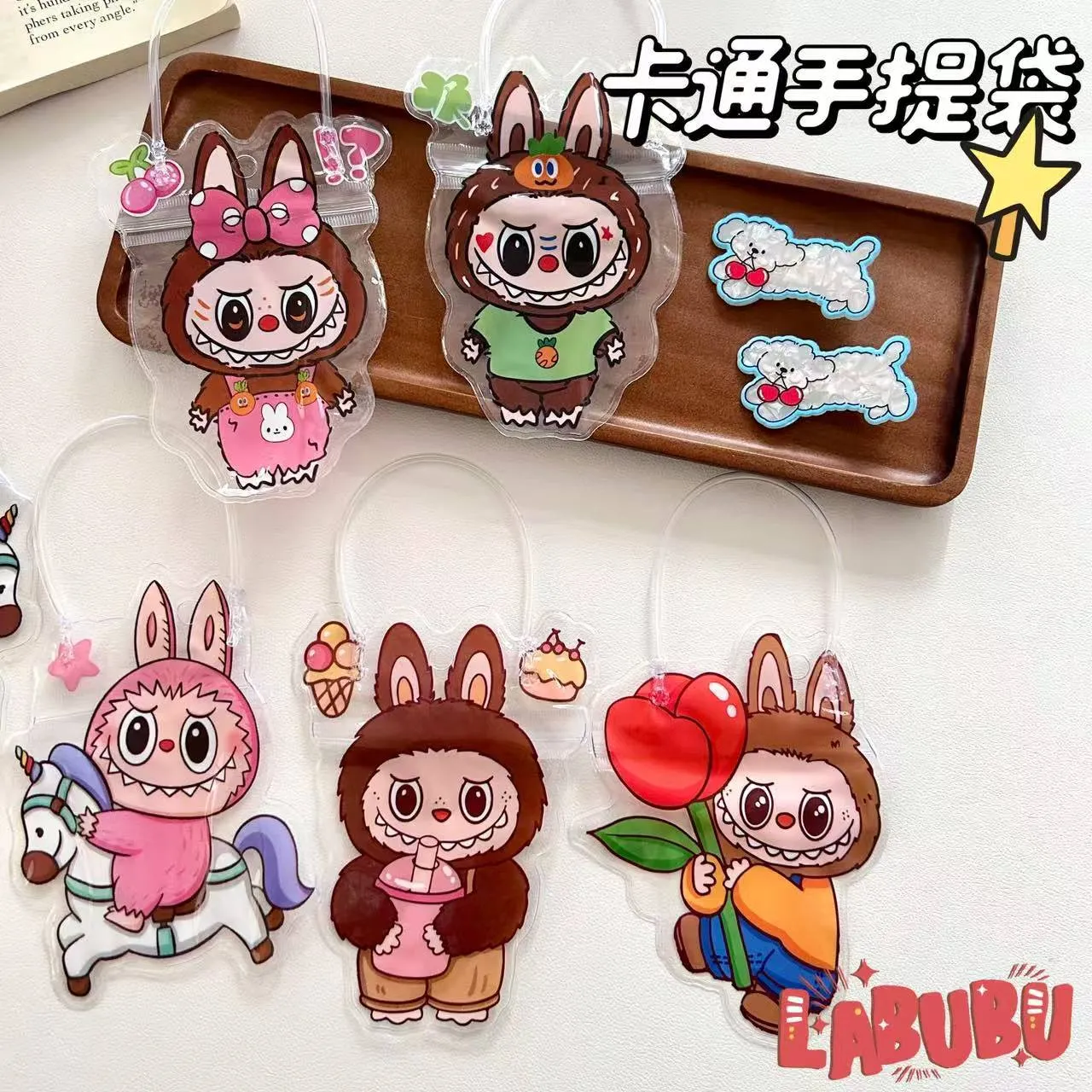 Gift Wrap Labubu Tote Bag Cartoon Waterproof Packing Material Slider ...