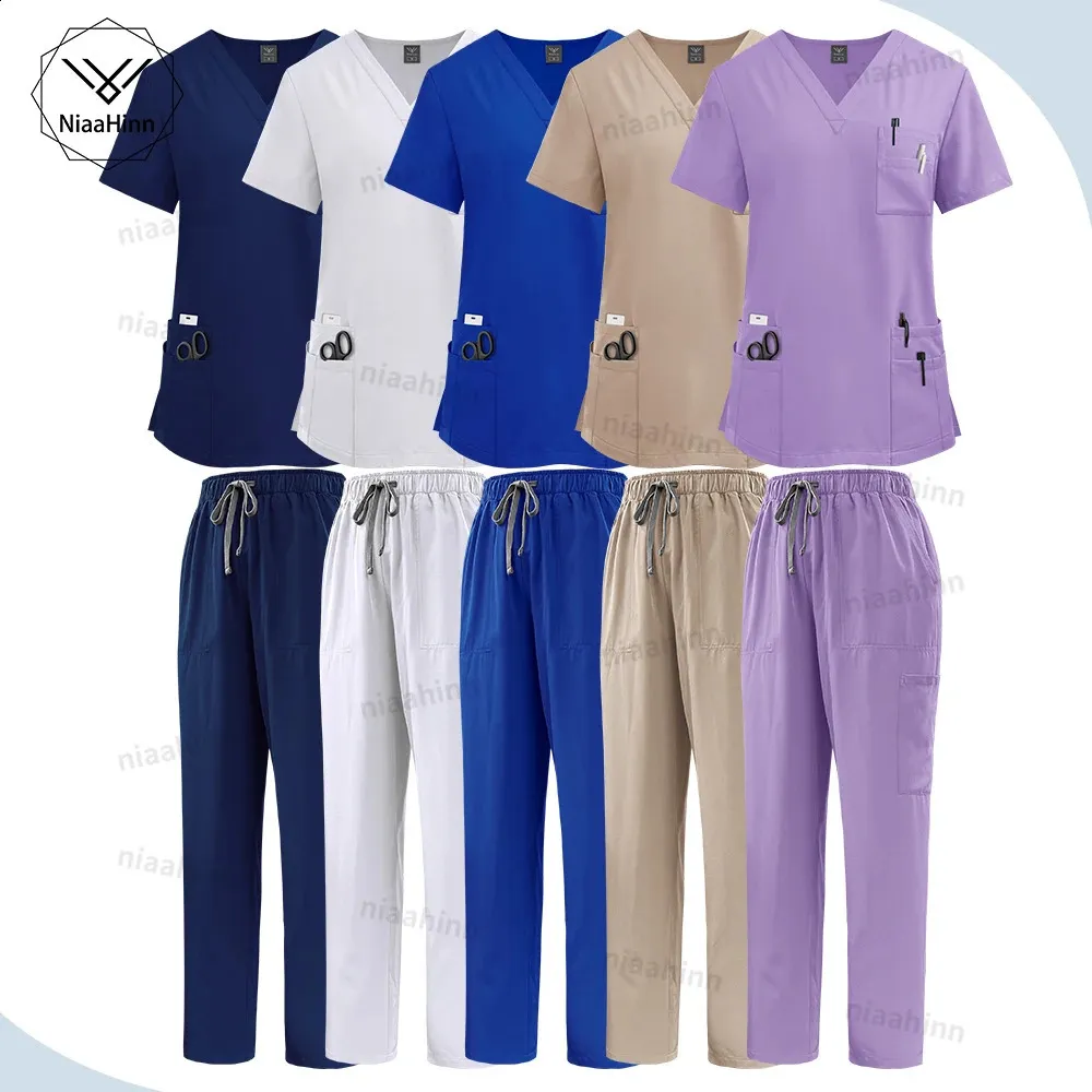 Elastic Scrub Set For Medical Work V Neck Short... From Dou05, $14.26 ...