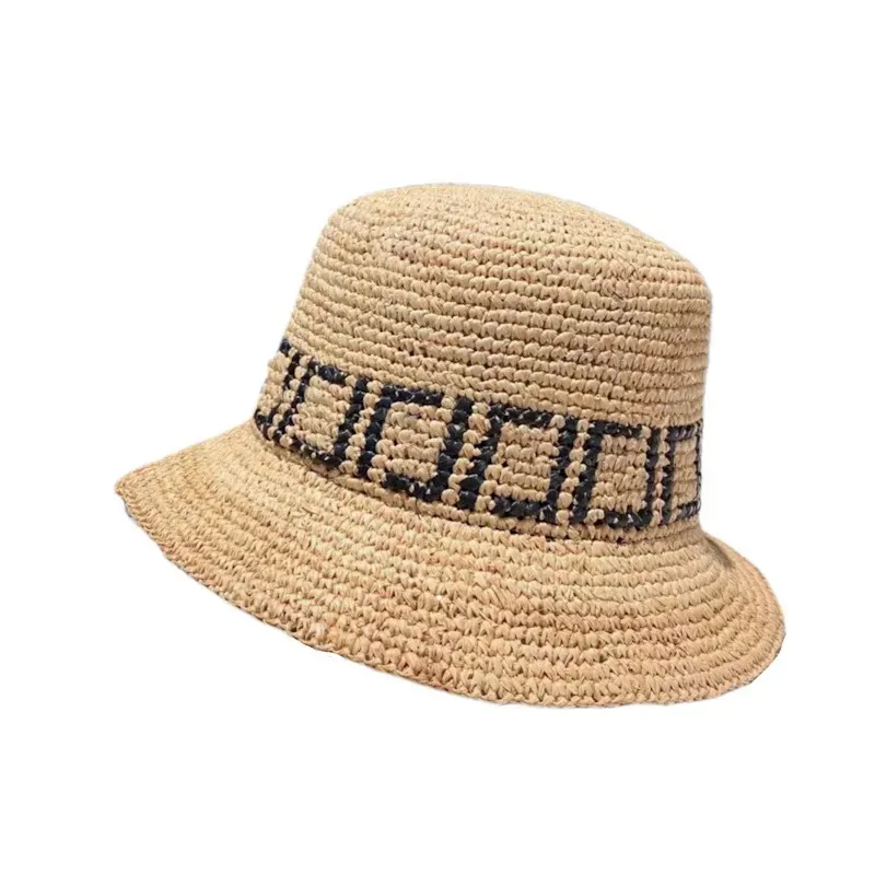 Designer Weave Beach Woven Straw Bucket Hat For Women 2022 Summer Hat ...