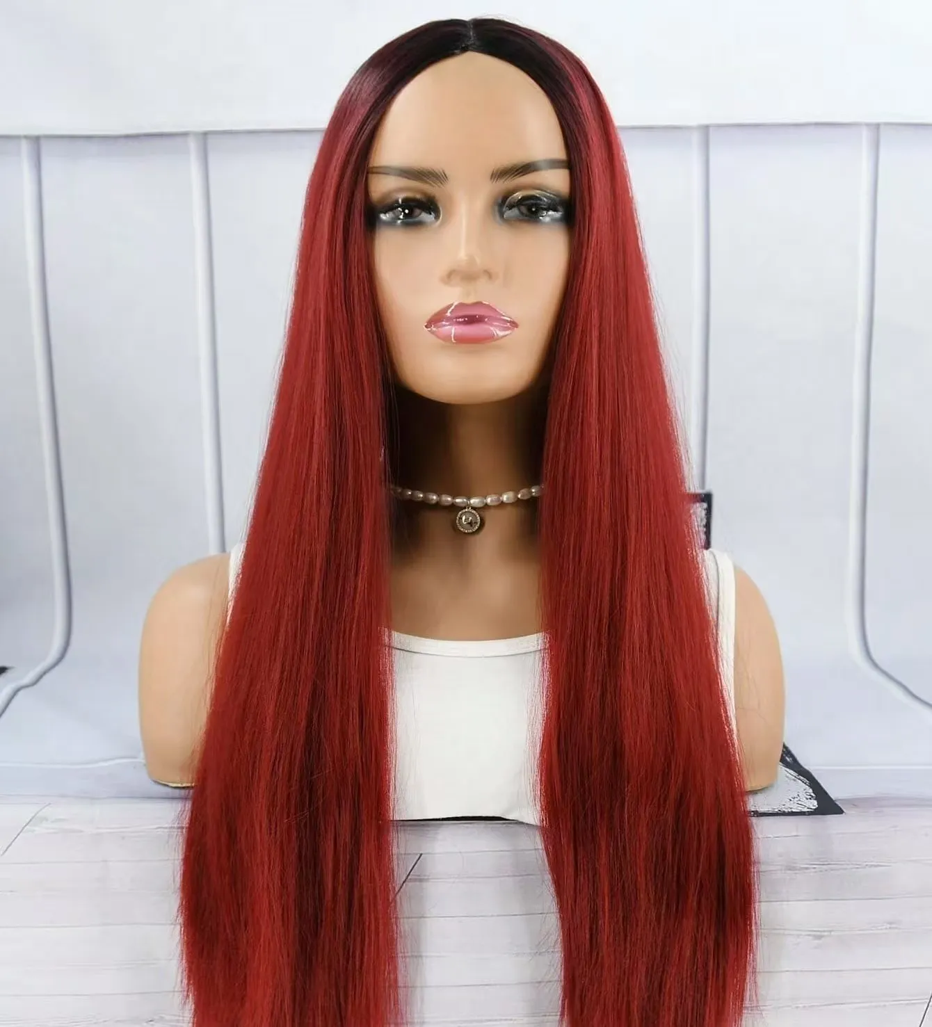 Realistic Looking Female Full Headpiece: Pre-Tied Synthetic Lace-Up ...