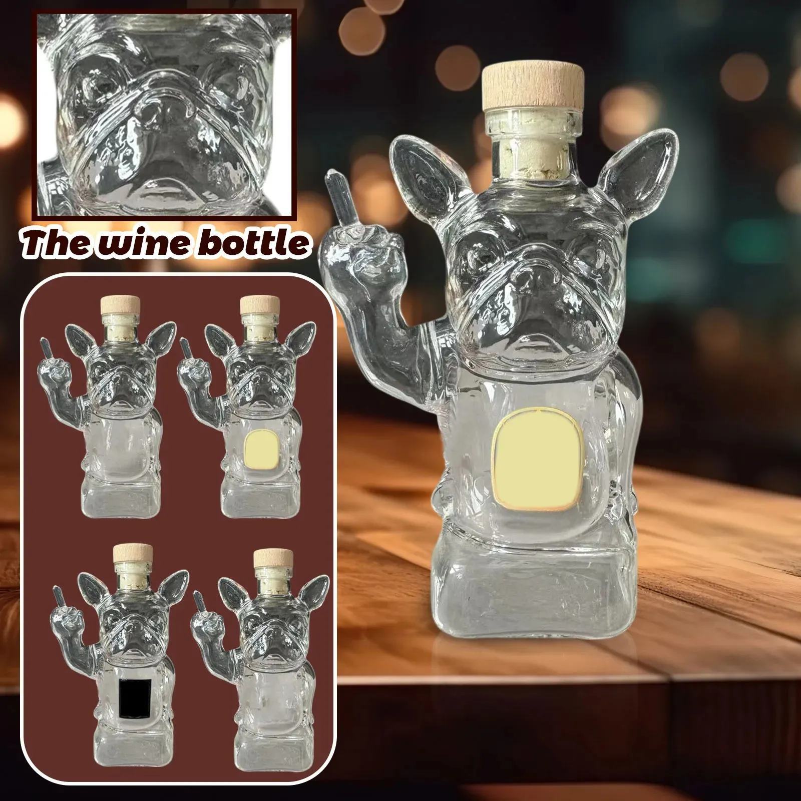 3D Middle Finger French Bulldog Whiskey Decanter Dog Whiskey Wine Glass ...
