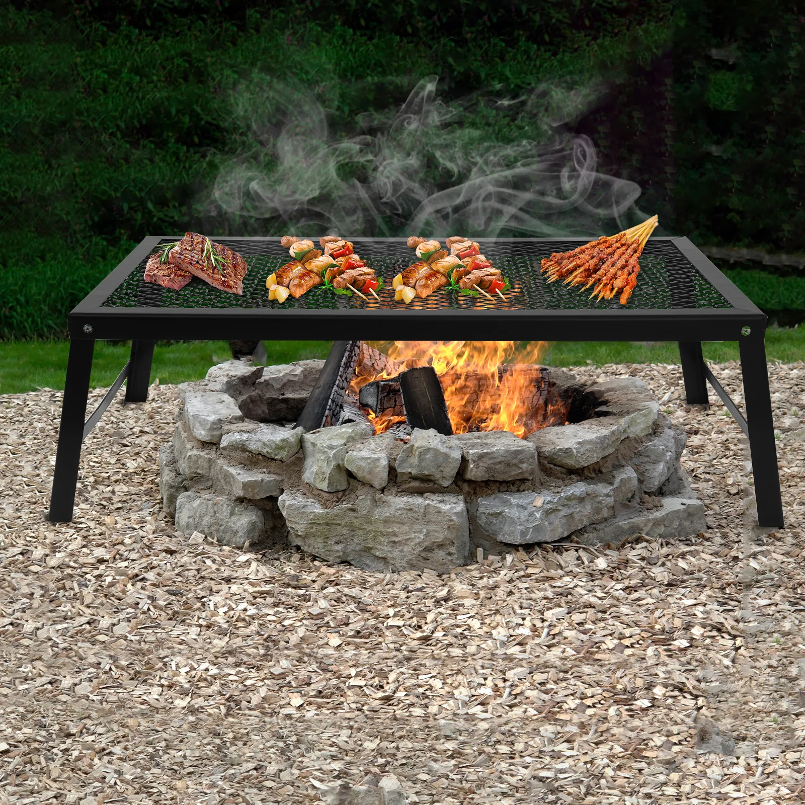 Heavy Duty Folding Campfire Grill: Portable Steel Grate For Outdoor ...
