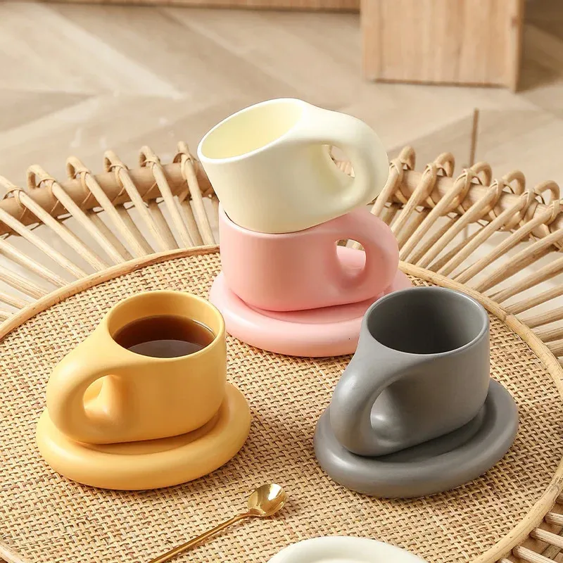 400ml Handmade Chubby Mug, Creative Nordic Home Decoration, Oval Plate ...