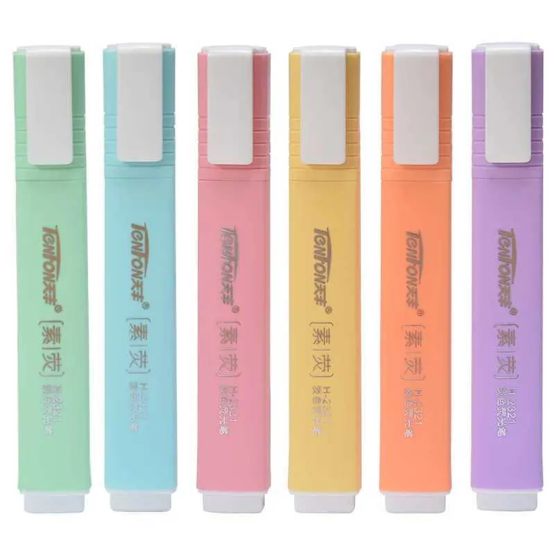 Flat Shape Pale Color Highlighter Set, Fluorescent Art Markers, Gift ...