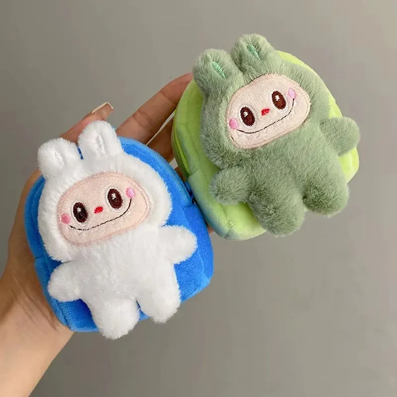Plush Labubu Coin Purse with Weaving Rope Keychain, Cartoon Zero Wallet ...