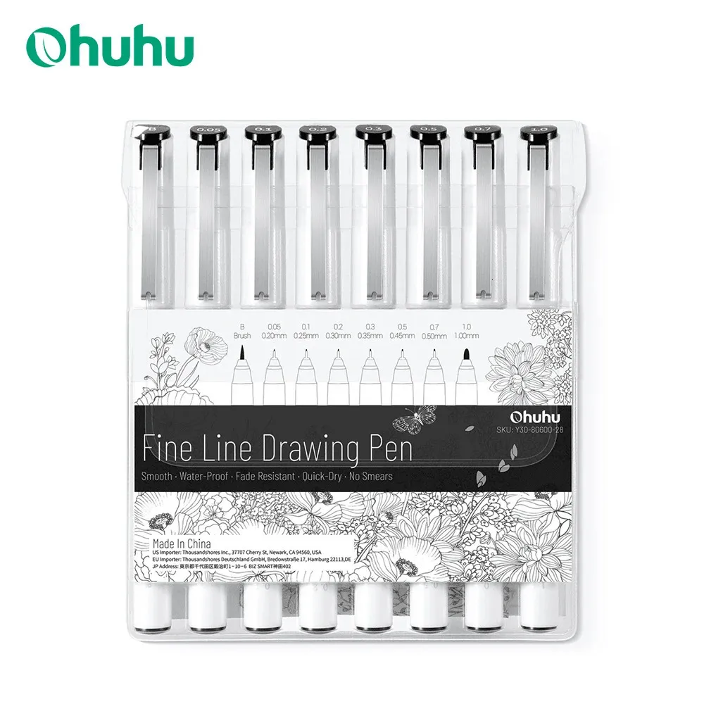 Wholesale Ohuhu 8 Pack Derma Rolling Pen Fineliner For Art, Sketching ...