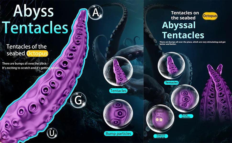 Vibrating Realistic Monster G-Spot Dildo Octopus Vibrator with 10 ...