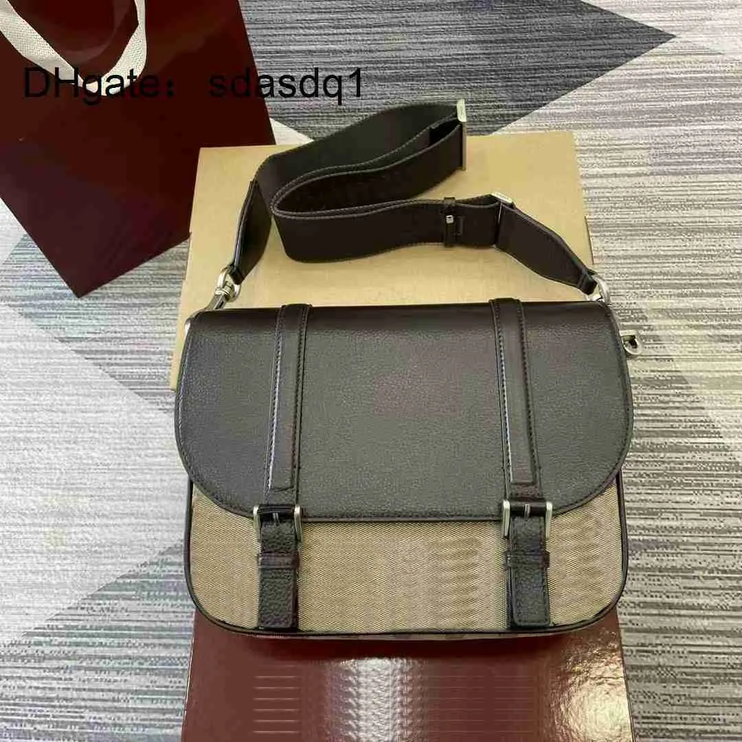 10a Quality Designer Men's Canvas Messenger Bag with Cow Leather ...