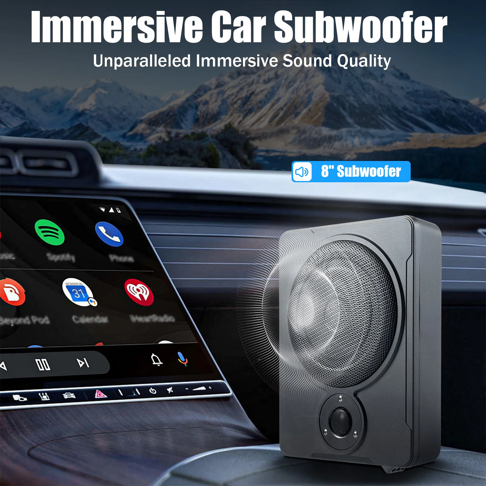 Compact 8 Inch Enclosed Active Car Subwoofer System With Built In ...