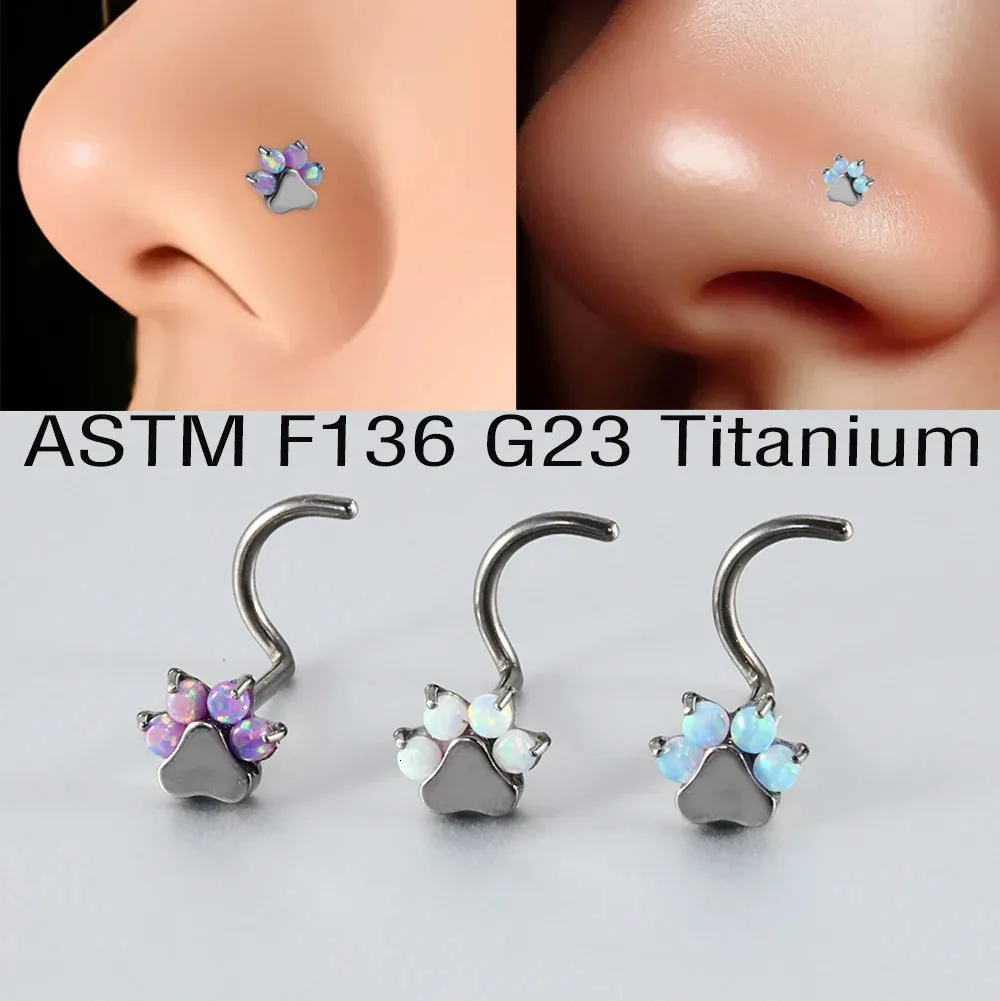 Implant Grade Opal Dog Paw Print Nose Stud 20G Bent... From Huo03, $6.8 ...