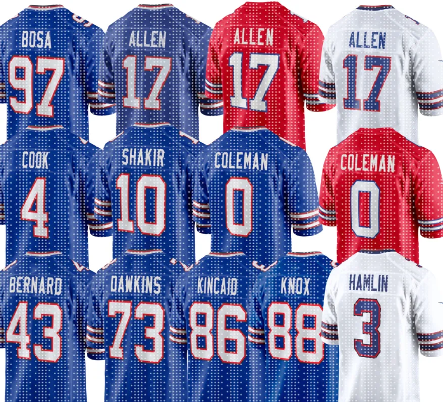 Keon Coleman Josh Allen James Cook Bill Custom Football Jersey Ed ...