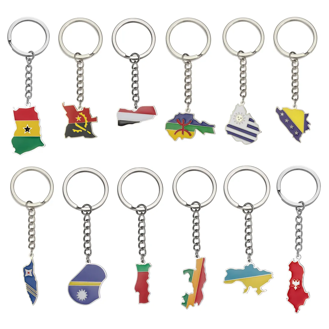 EUEAVAN Africa Map Pendant Keychain Stainless Steel Travel Souvenir For ...