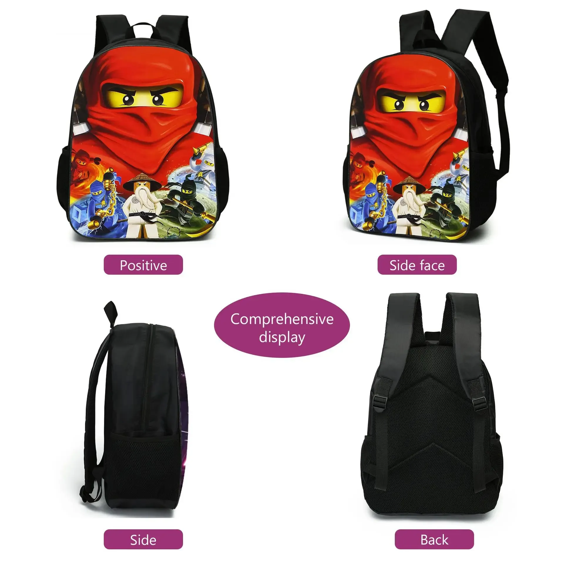 Ninjago Anime 3-Piece Polyester Backpack Set for Students, 20-35 L ...