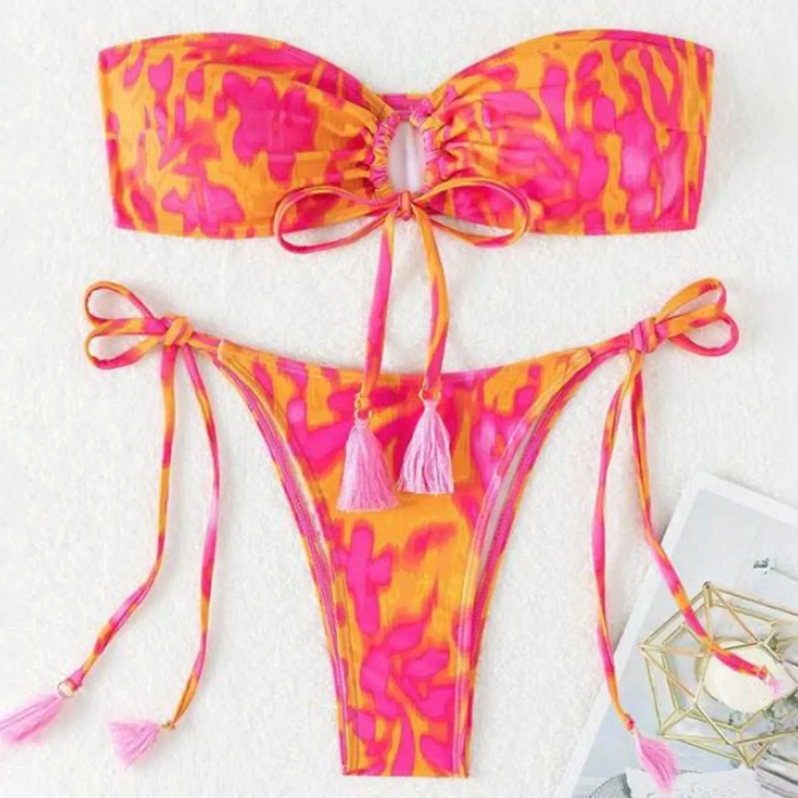 Micro Bikini Set: Women's Push Up Swimsuit With Brazilian Thong Cut Sexy Two Piece Beachwear ...