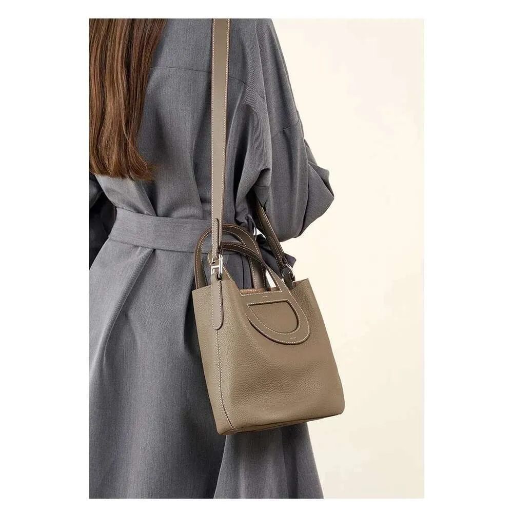 Women's Top Layer Cowhide Bucket Hand-Held Shoulder Cross-Body Leather ...