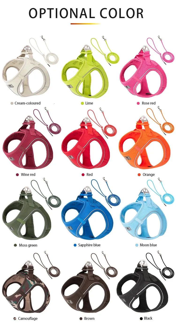 Dog Harness Leash Set for Small Medium Dogs, Adjustable Reflective ...