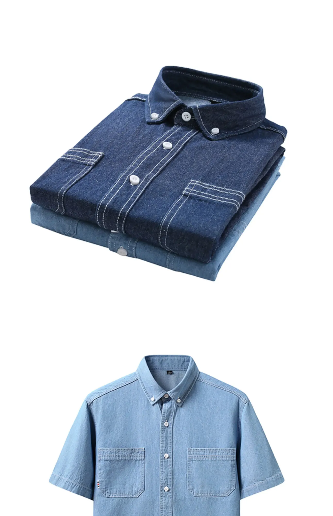 Men's Denim Shirt Thin Summer Half Sleeve Casual Top Loose Trendy ...