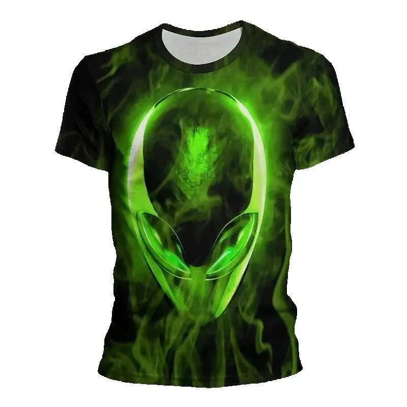 3D Printed Alien Short Sleeve T Shirt For Boys And Girls, Loose Crew ...