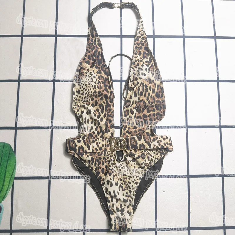 Designer Leopard Print Women's One Piece Swimsuit, Luxury V Neck ...