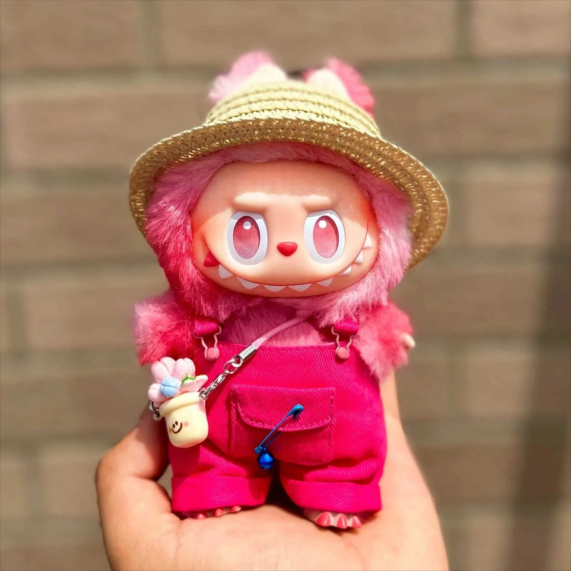 Ropa Labubu Doll Big Into Energy Summer Overalls Straw Hat Doll Clothes ...
