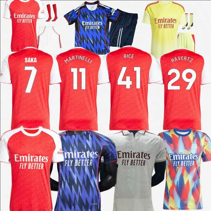 2025-2026 Arsenal Home, Away, and Third Soccer Jersey: Saka, Jesus ...
