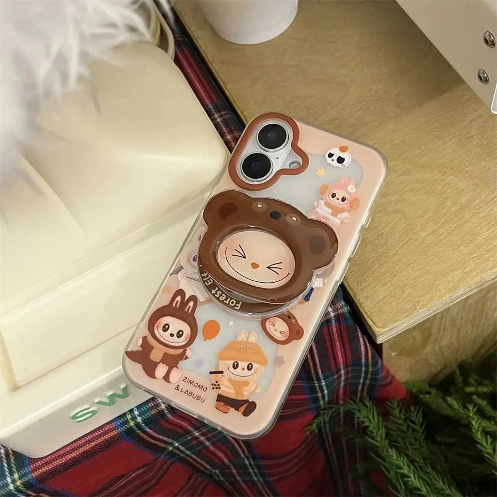 Hot Kawaii Labubu Magnetic Stand For Attraction Phone Case For 15 12 14 ...