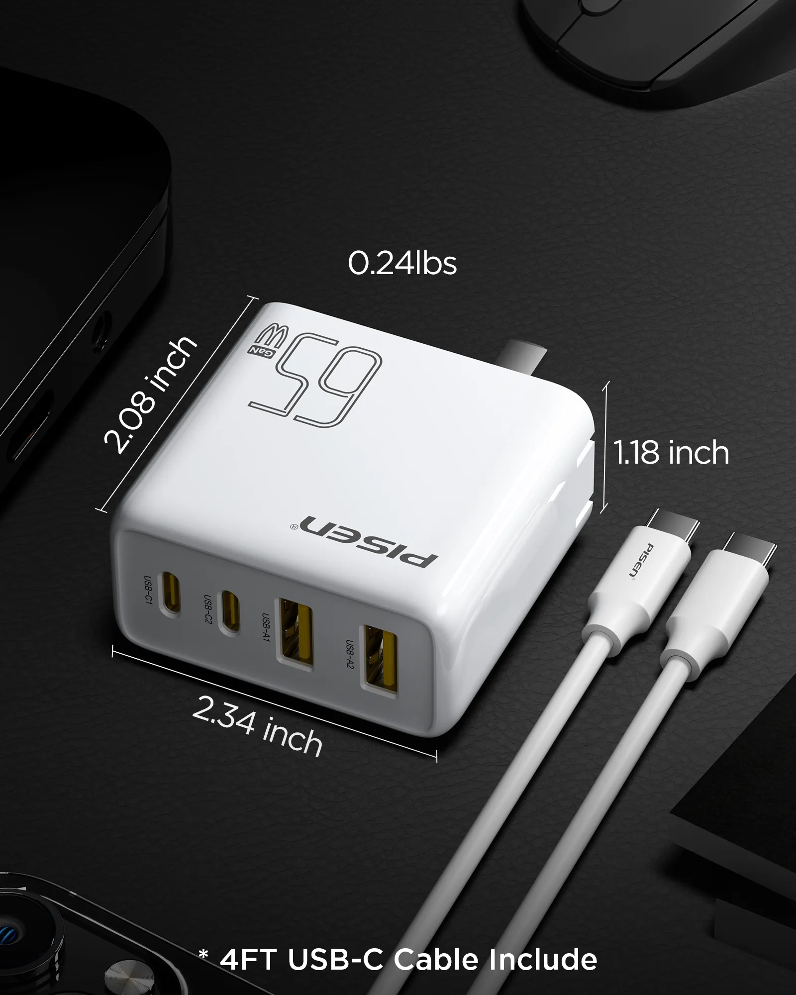 PISEN 65W USB C Fast Charger 4 Port Compact... From Pisenus, $35.53 ...