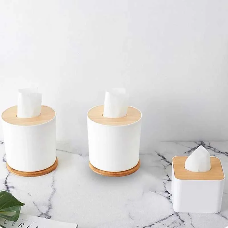Square Solid Wood Dining Table Tissue Holder Plastic Tissue Box Case ...