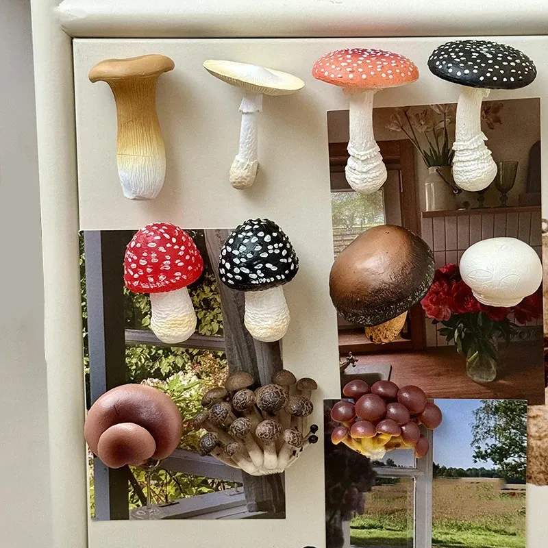 3D Simulated Mushroom Fridge Magnets, Resin Creative Plant Po Message ...