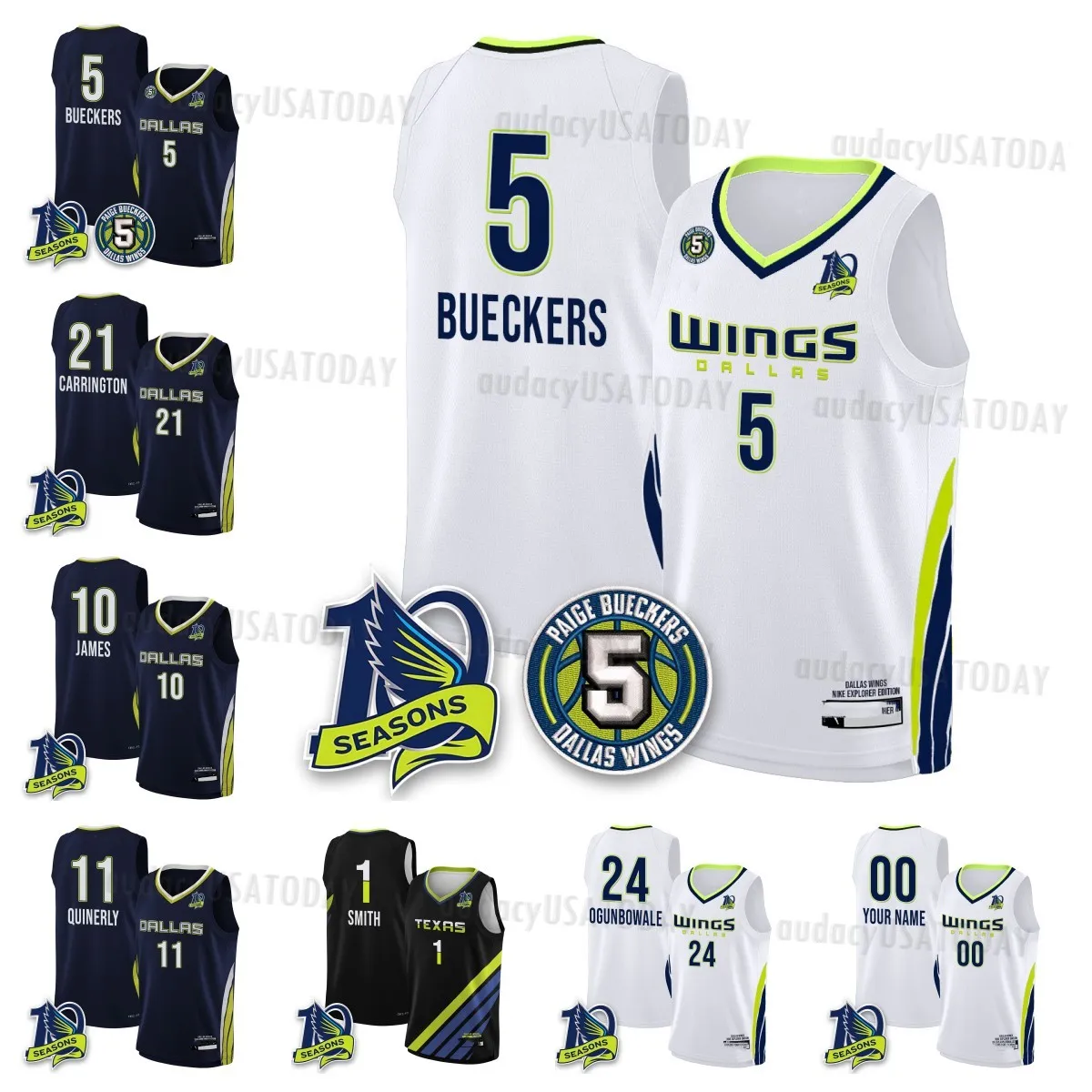 Dallas Wings 2025 Basketball Jersey Bueckers Carrington Charles ...
