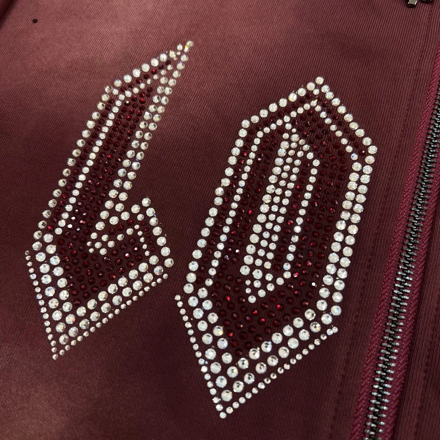 Diamond Decorated Zip Hoodie, Lost Intricacy Washed Distressed Loose ...