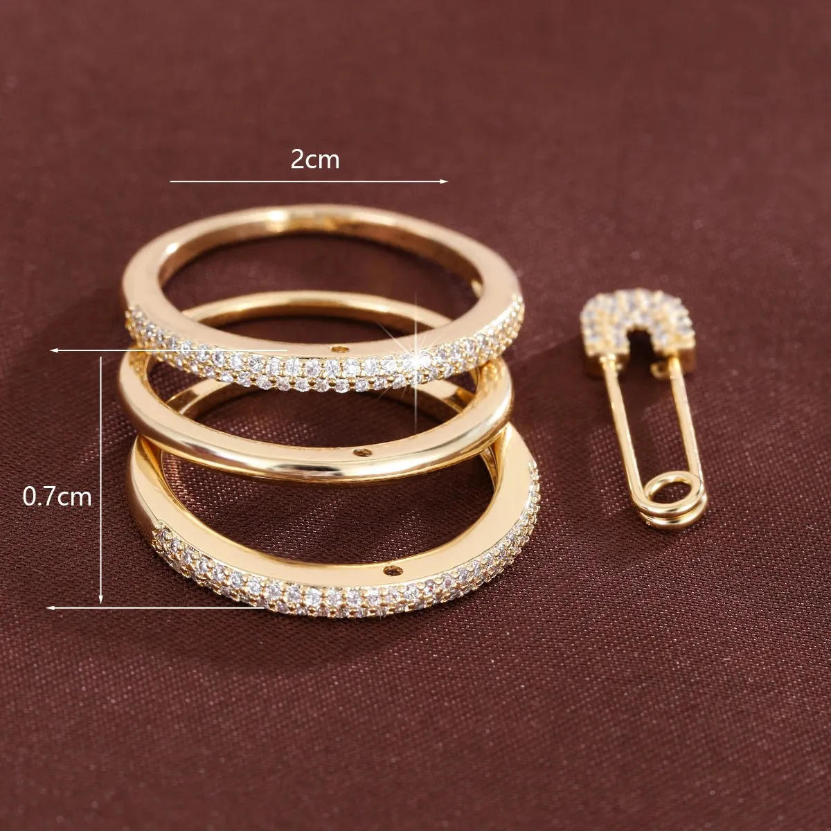 Lady Fashion Pin Connection Three Layer Ring for Women, Jewelry Gift ...