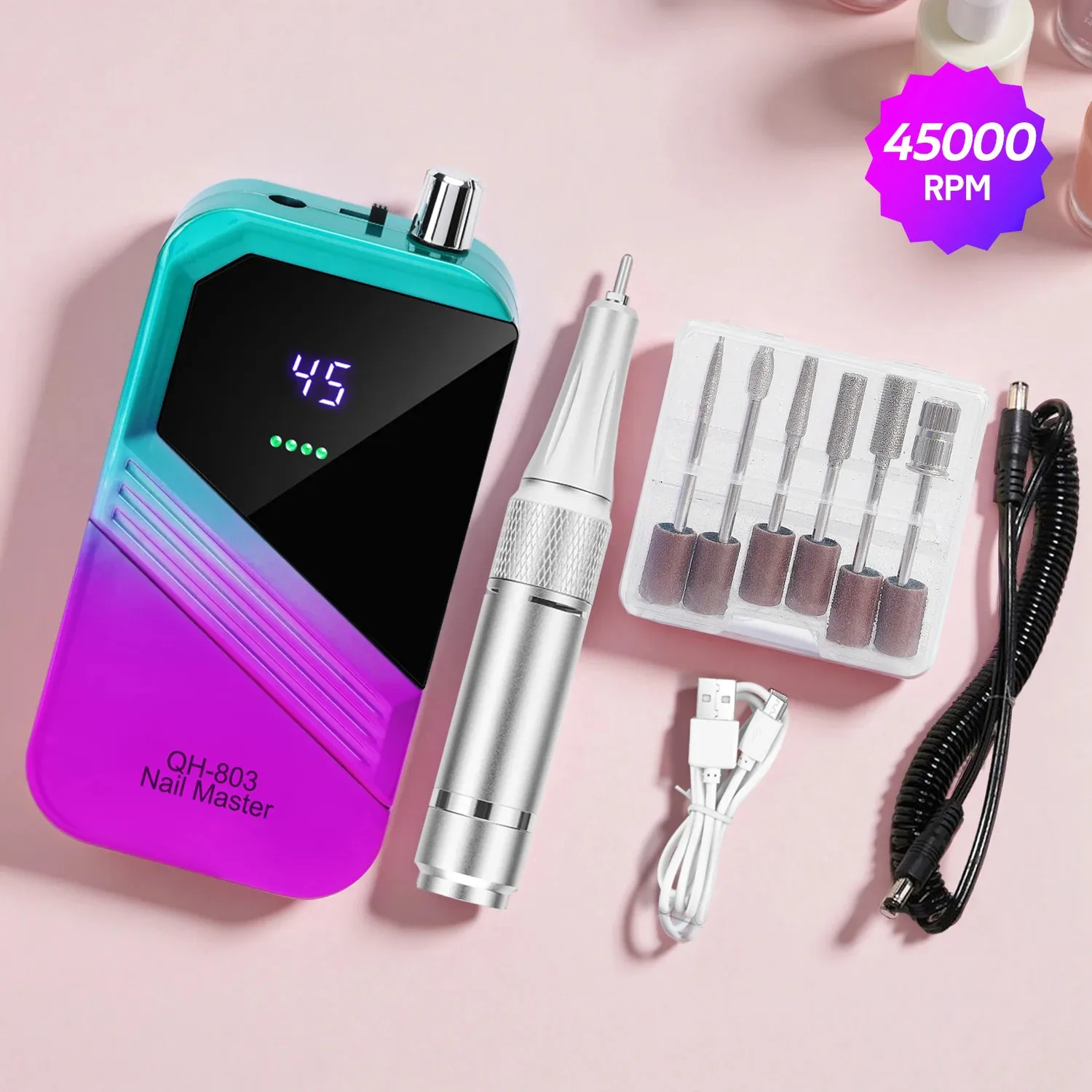 Rechargeable Nail Drill Machine Rechargeable With LED Display And Low ...