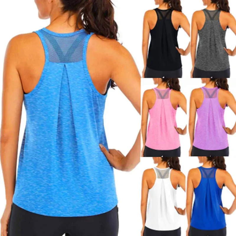 Yoga Shirt Women's Sleeveless Sport Tee Loose Fit Fitness Top Vest ...