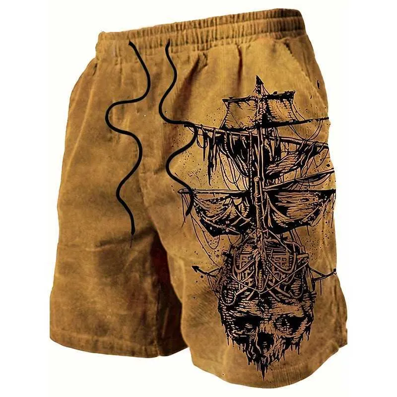Vintage Sailing Ship 3D Print Beach Shorts Oversized Surfing Board Swim ...