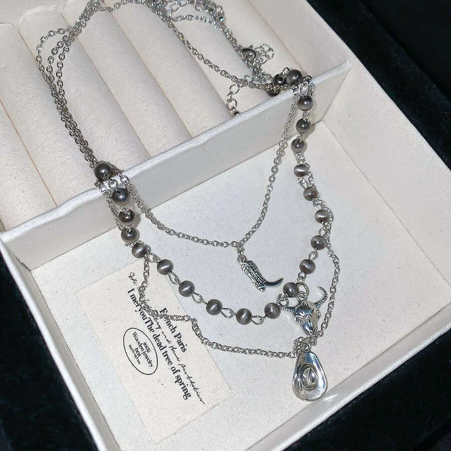 Designer Jewelry Bull Head Hat Pendant Multi-Layer Exaggerated Trendy ...