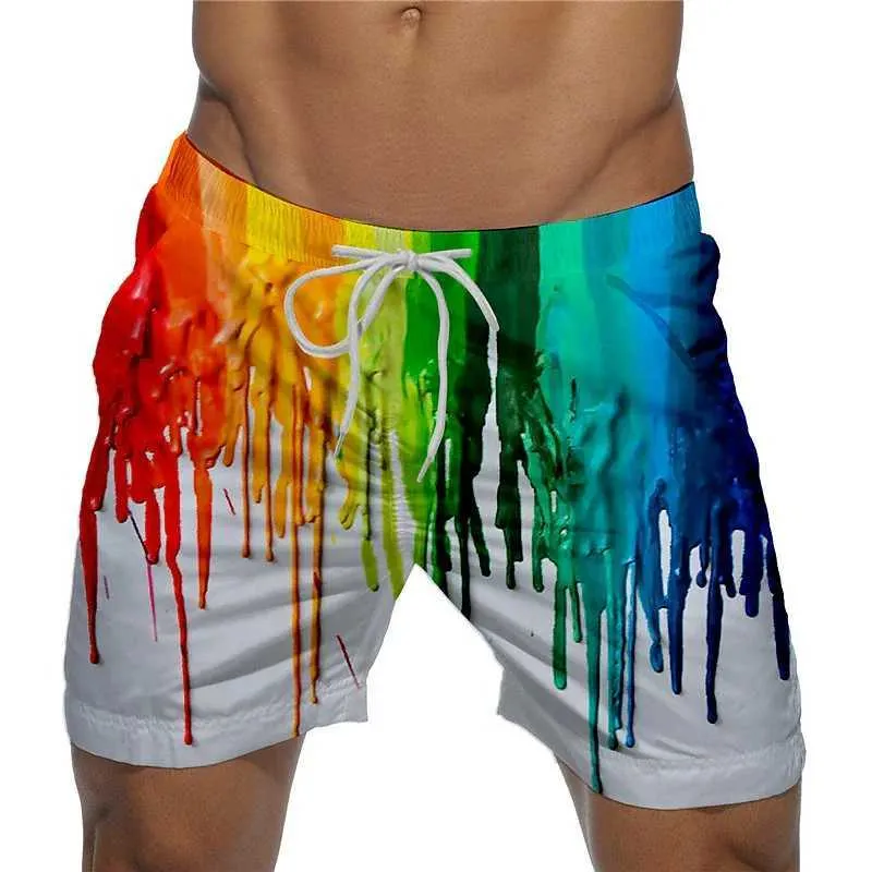Men's Colorful Graffiti Board Shorts: 3D Printed Swim Trunks For Summer ...