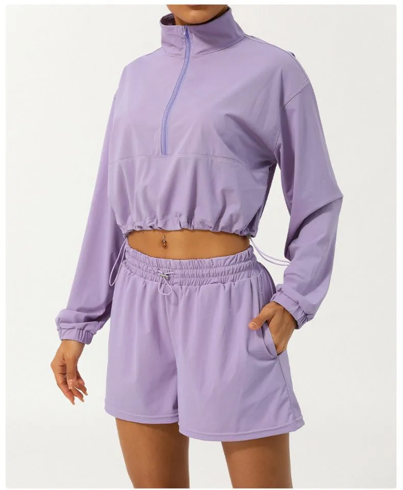 Cropped Sun Protection Jacket: Lightweight Quarter Zip Athletic ...