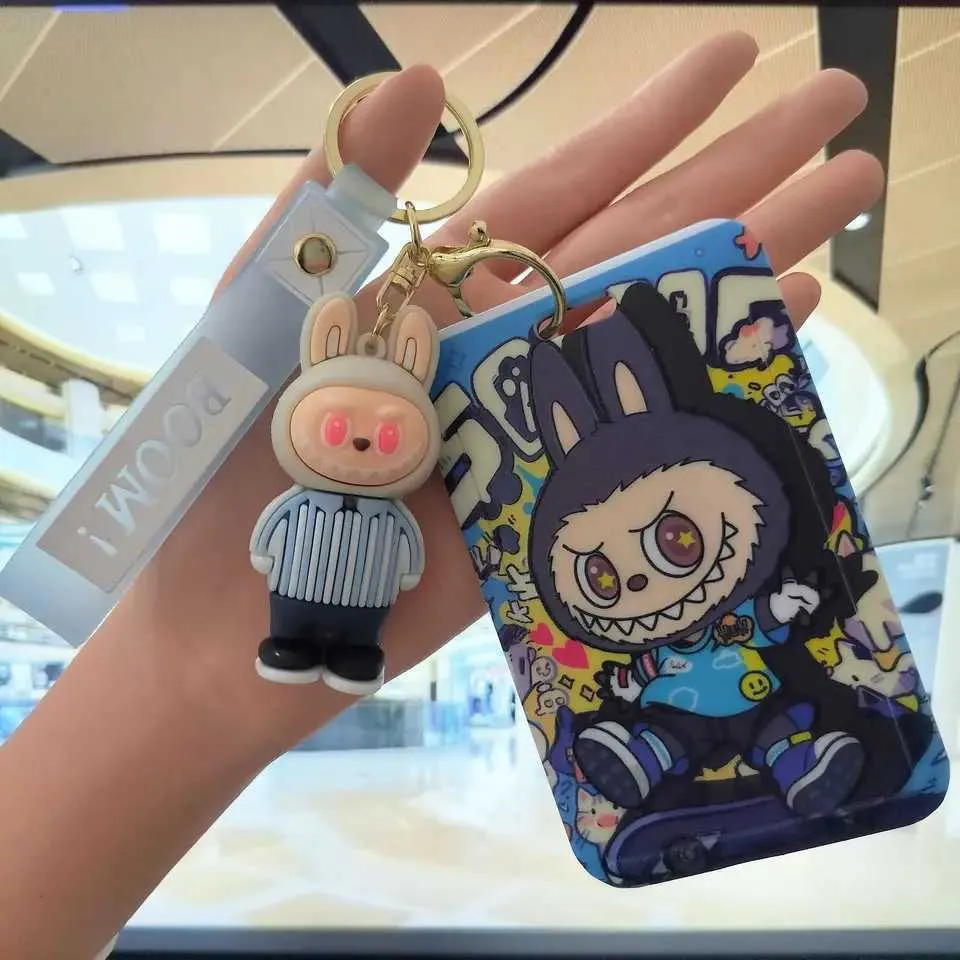 Kawaii Labubu Card Holders Cartoon Anime Keychain ID And Bus Card Cover ...