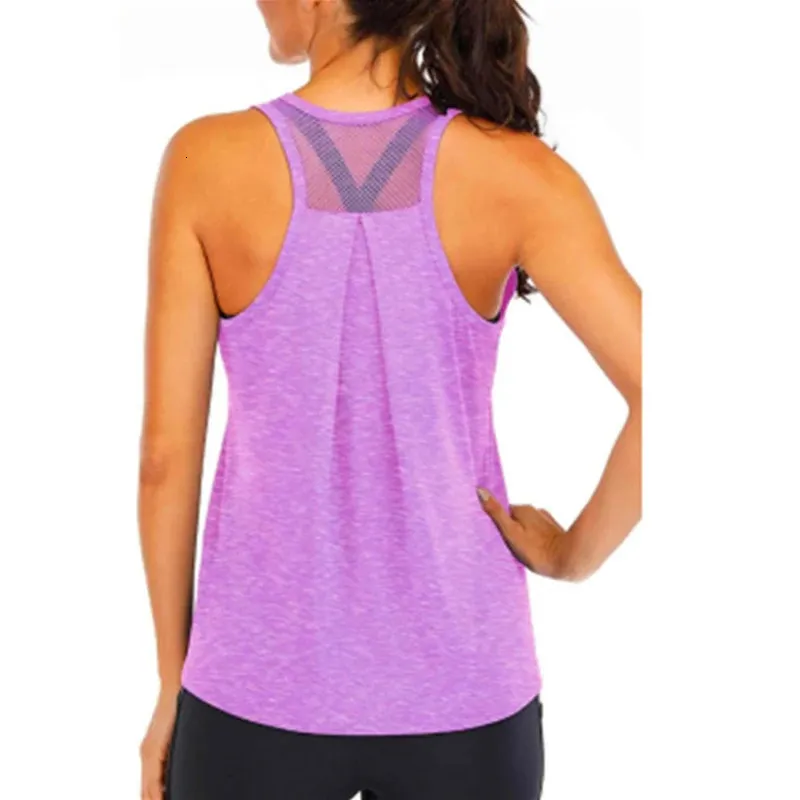 Yoga Shirt Women's Sleeveless Sport Tee Loose Fit Fitness Top Vest ...