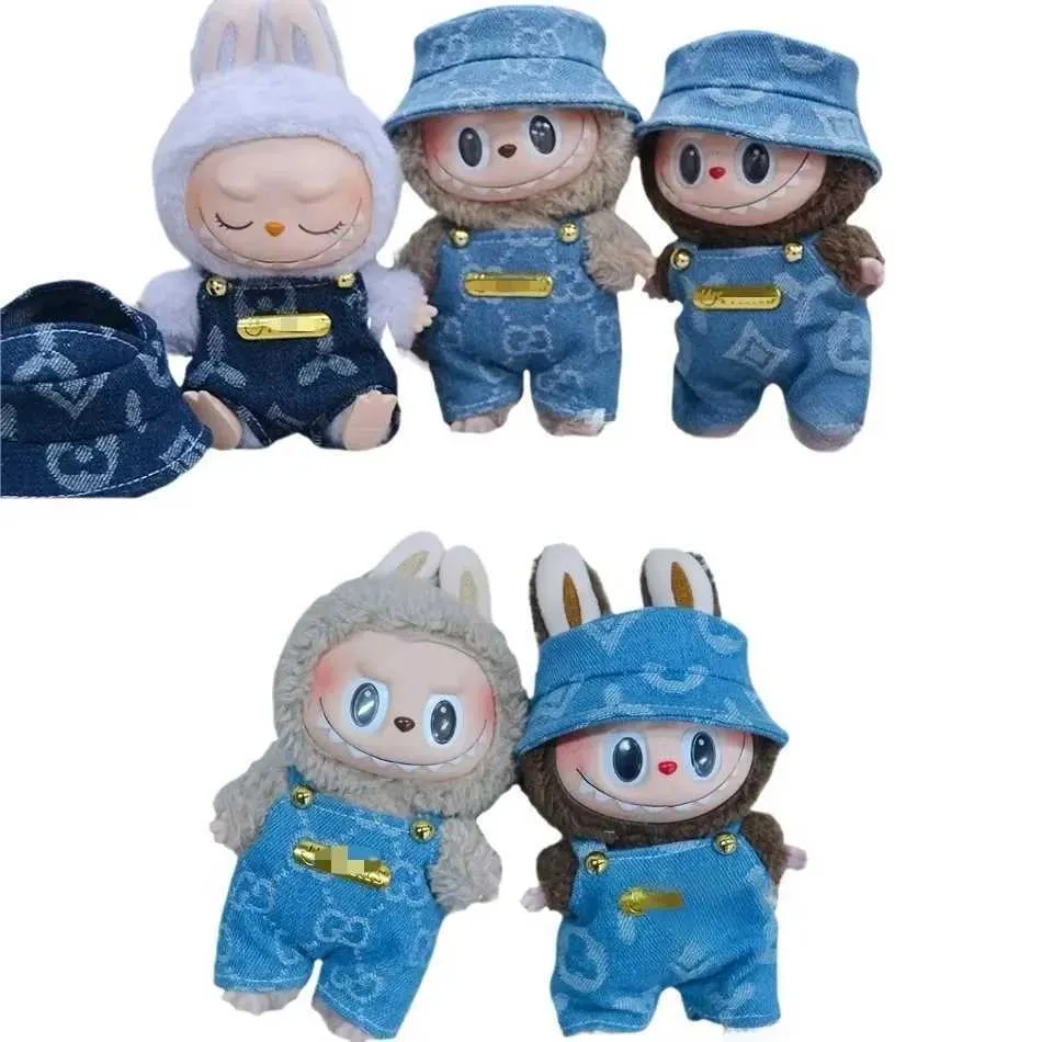 17cm Monster LABUBU Dress Up Baby Cowboy Polo Bear Hat With Suspenders ...