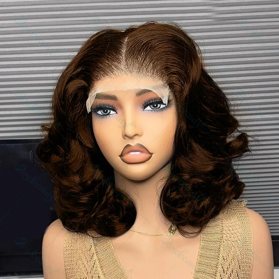 Chocolate Brown Body Wave Bob Wig Transparent Lace... From Queenhair321 ...
