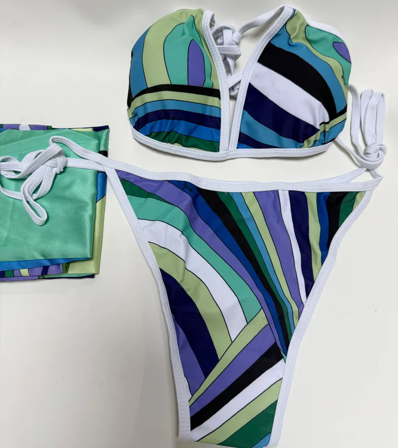 Designer Womens Printed Swimsuit Bikini Set Summer Beach Swimwear ...
